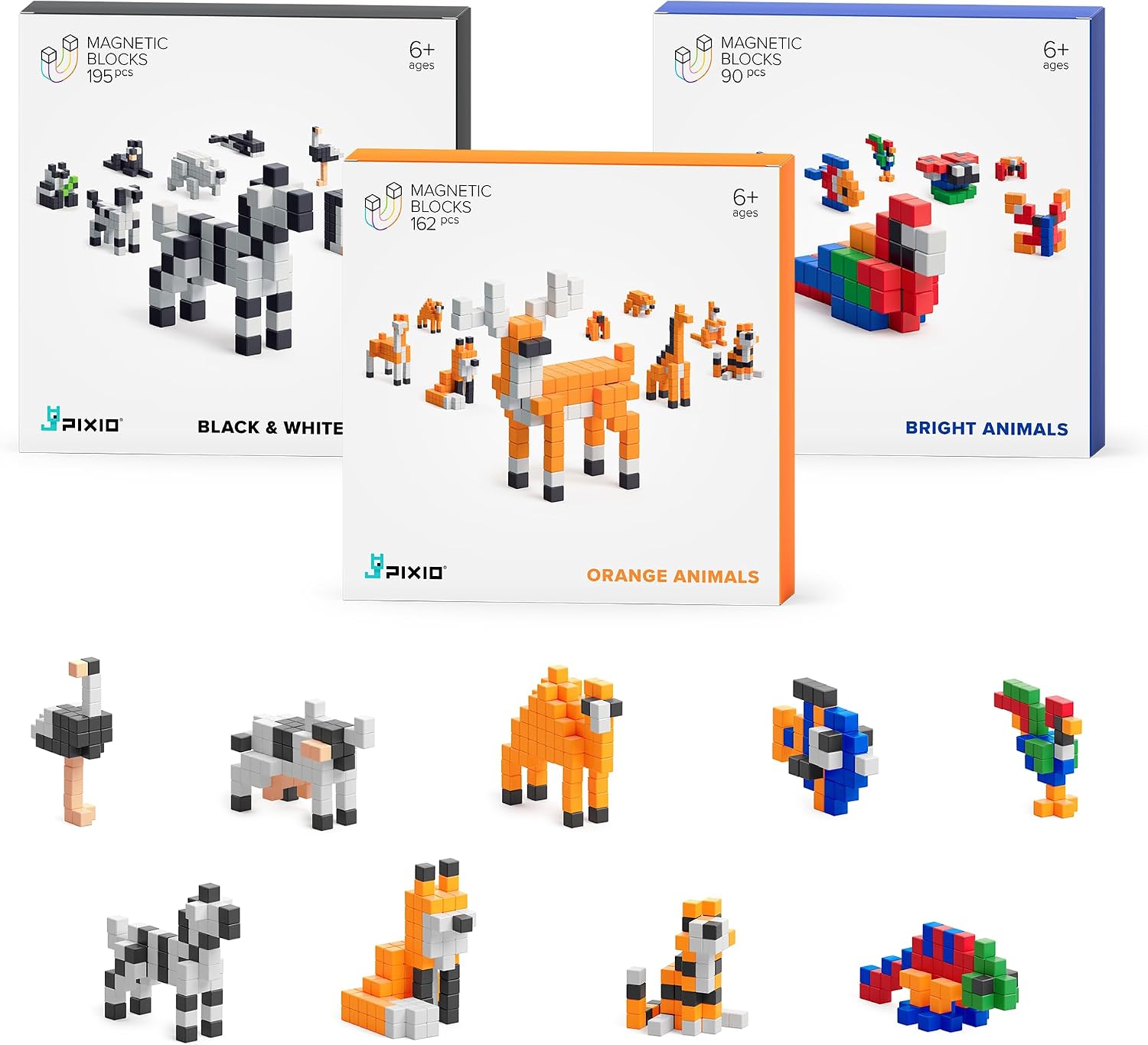 Amazon.com: PIXIO Animals - Magnetic Blocks Building Toys in Pixel Art ...