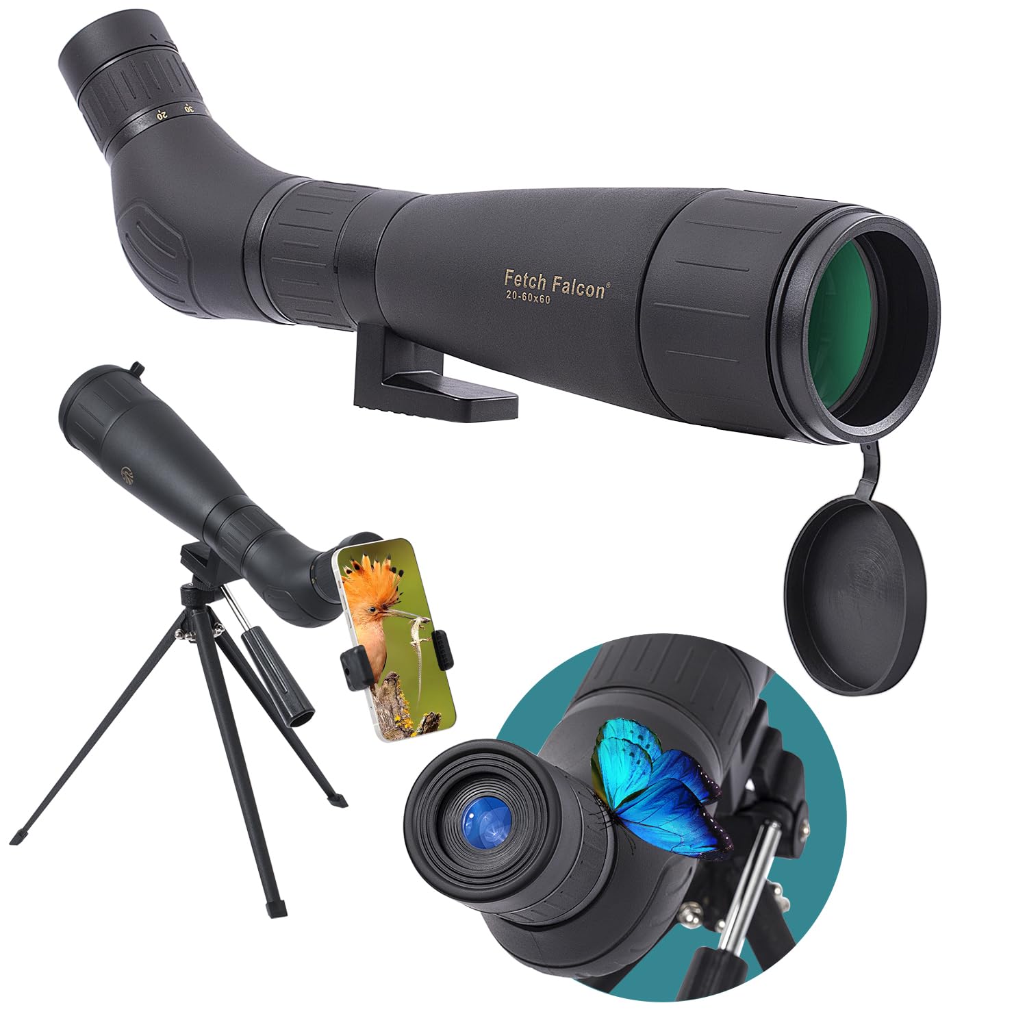 Amazon.com: Fetch Falcon Spotting Scope 20-60X60 FMC HD Compact (Long ...