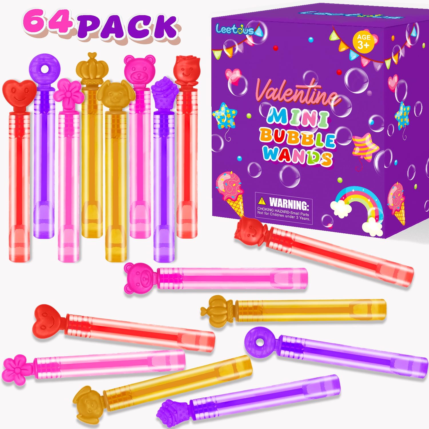 Amazon.com: 64 Pack Valentines Day Mini Bubbles Trinkets for Kids School Bulk,Small Valentines ...