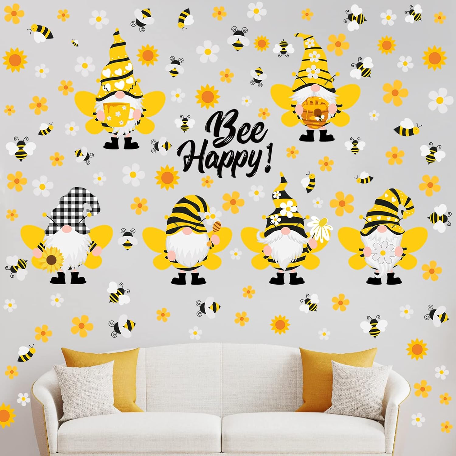 Amazon.com: Capoda 167 Pcs Bee Gnome Wall Decals 6 SheetsFall Window ...
