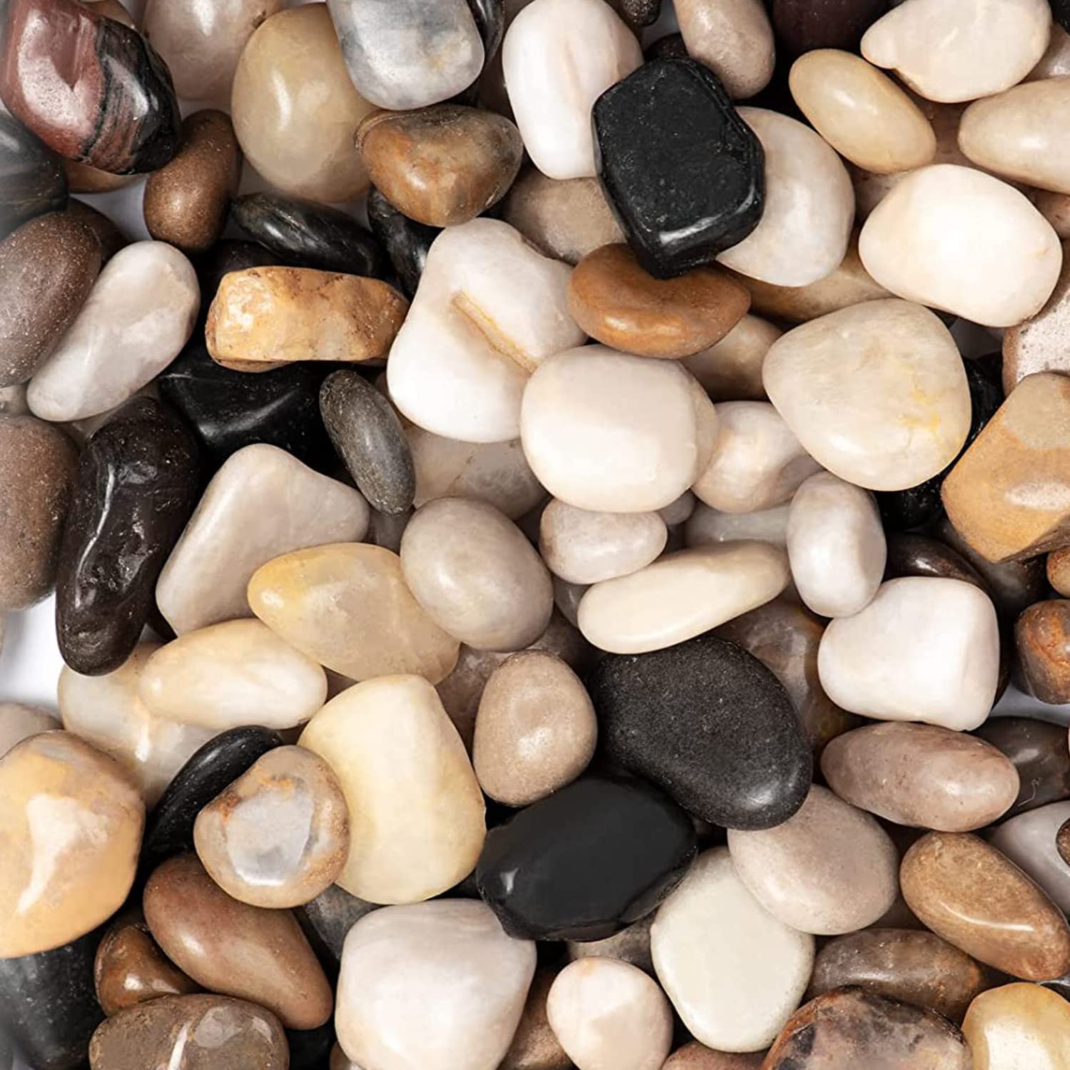 Natural Decorative Mixed Color Pebbles, LONTOM 2.2LB Polished River ...
