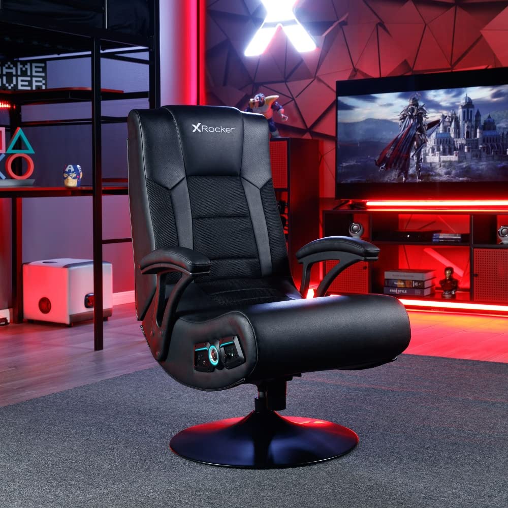 X Rocker Sphynx Pedestal Gaming Chair, with Headrest Mounted Speakers ...
