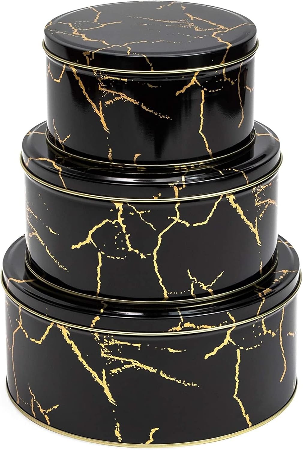 Amazon.com - Juvale Set of 3 Marbled Round Nesting Tins with Lids ...