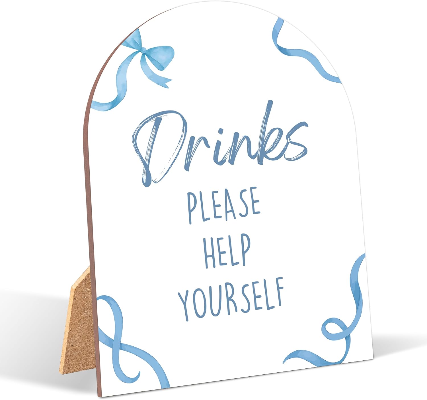 Amazon.com: Blue Bow Drinks Please Help Yourself Sign for Baby Shower ...