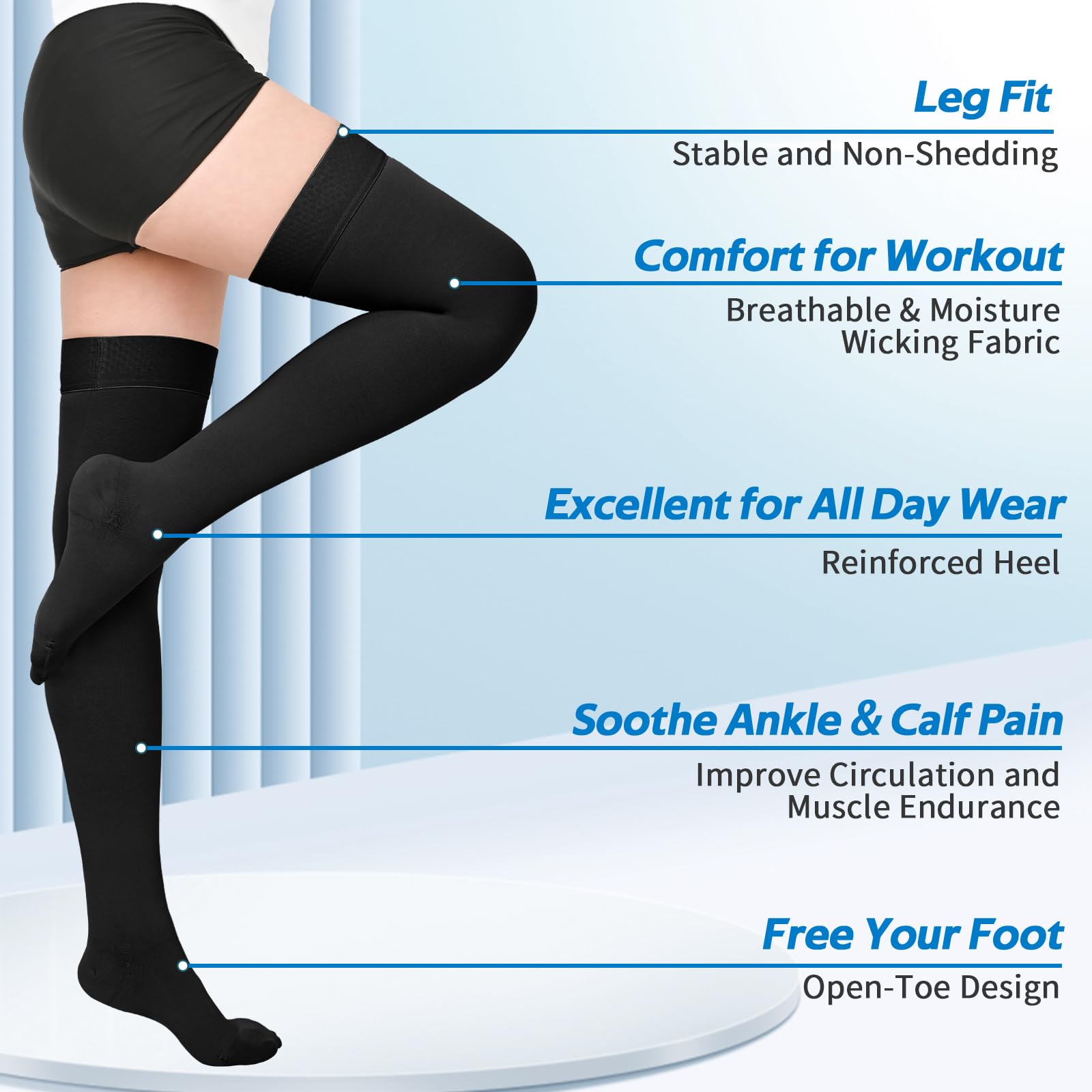 Snapklik.com : 2Pairs Ktinnead 20-30mmHg Thigh High Compression ...