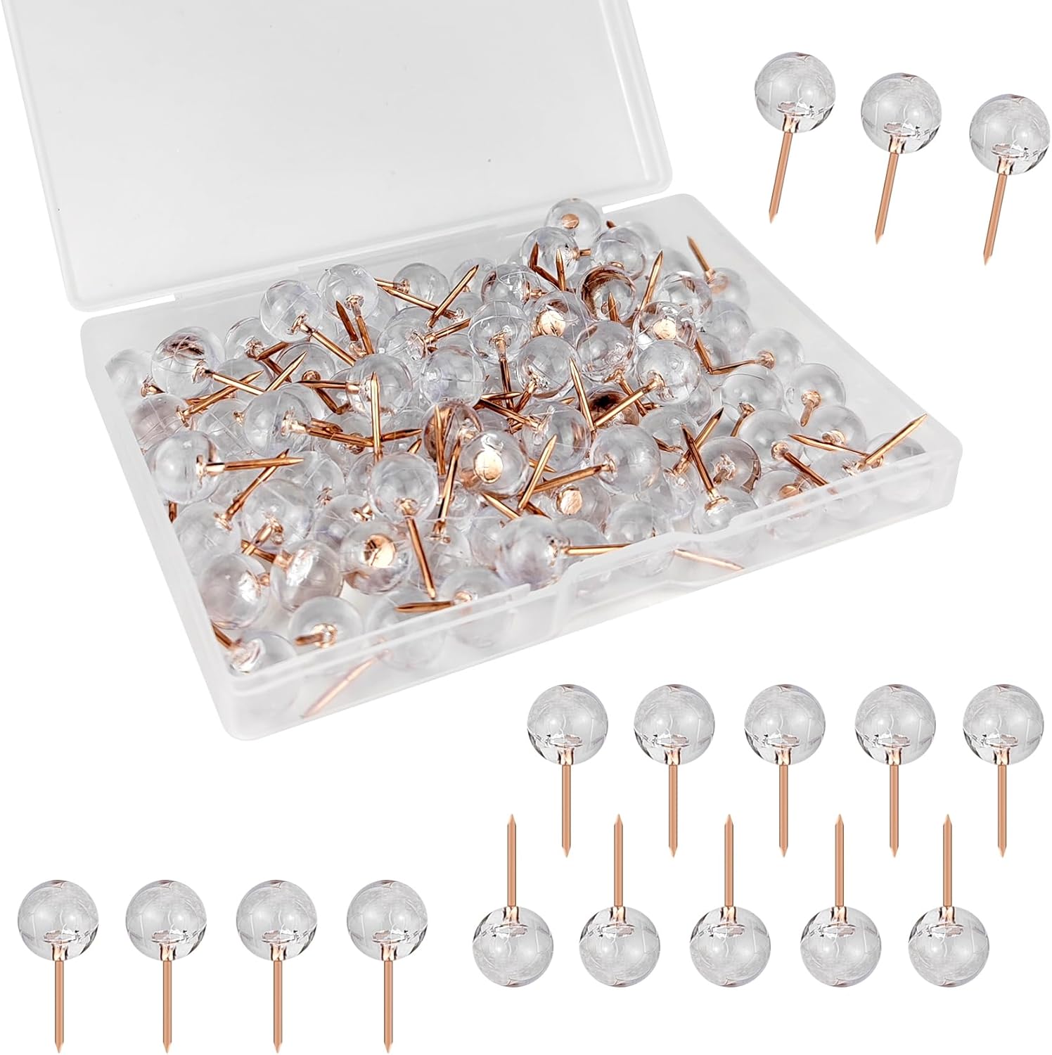 Amazon.com: 50Pcs Cute Push Pins, Rose Gold Map Thumbtack, Decorative ...