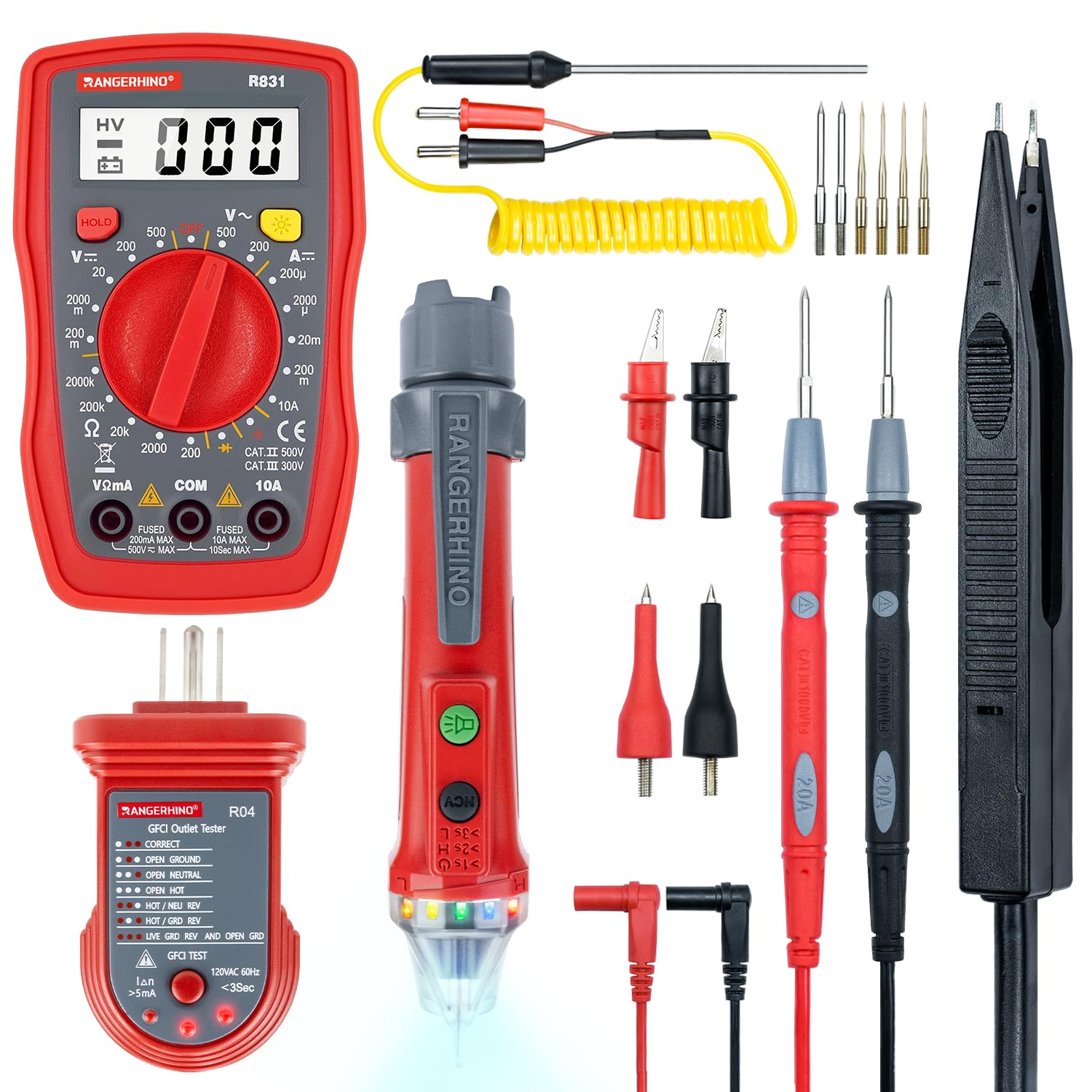 RANGERHINO Electrical Test Kit & Test Leads Set, Digita Multimeter Non ...