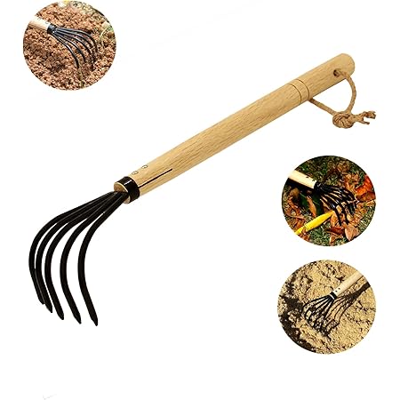 Amazon.com : 15" Gardeners Claw Rake | Military Grade Steel 6 Tines and ...