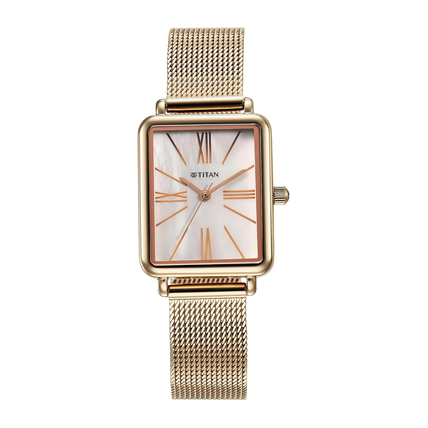Titan Slimline Quartz Analog Mother of Pearl Dial Rose Gold Stainless ...