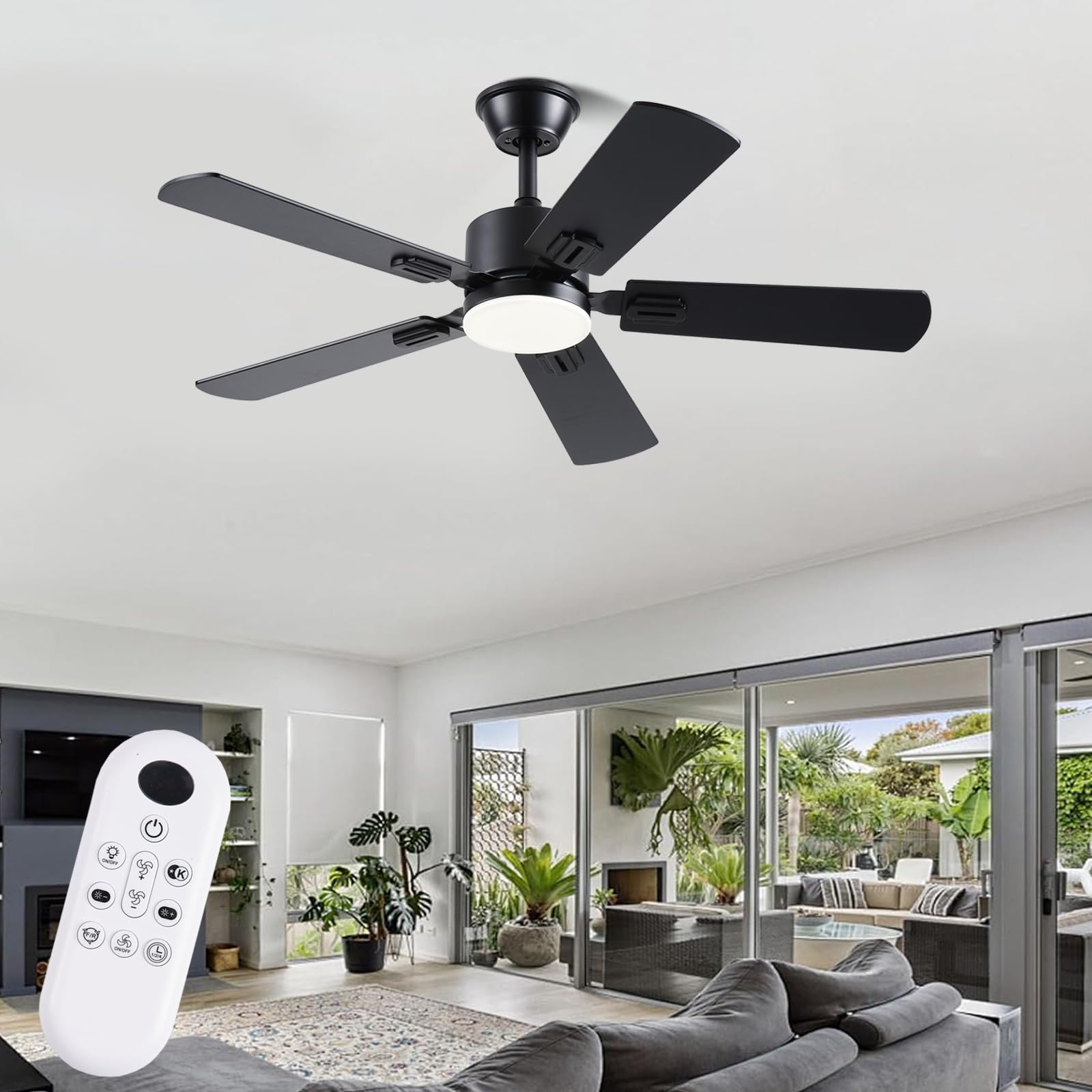 42 inch Modern Ceiling Fans with Lights APP/Remote Control, Low Profile ...