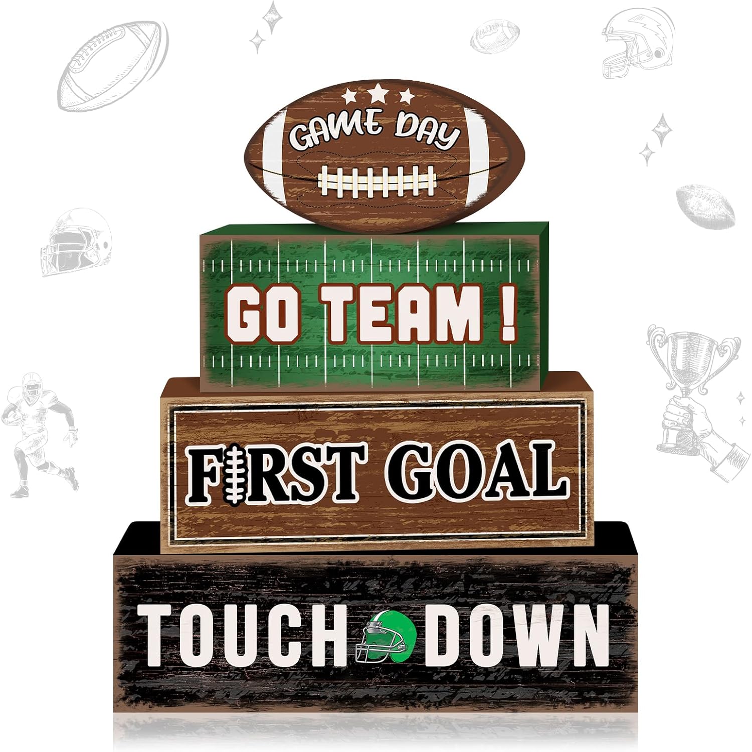 Amazon.com: Britimes 4 Pcs Game Day Football Tiered Tray Decorations ...