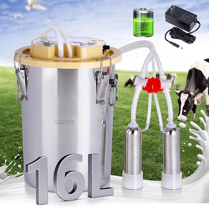 Amazon.com : OUJIMAI 16L Cow Milking Machine Portable Automatic Cow ...