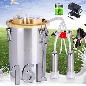 Amazon.com : OUJIMAI 16L Cow Milking Machine Portable Automatic Cow ...