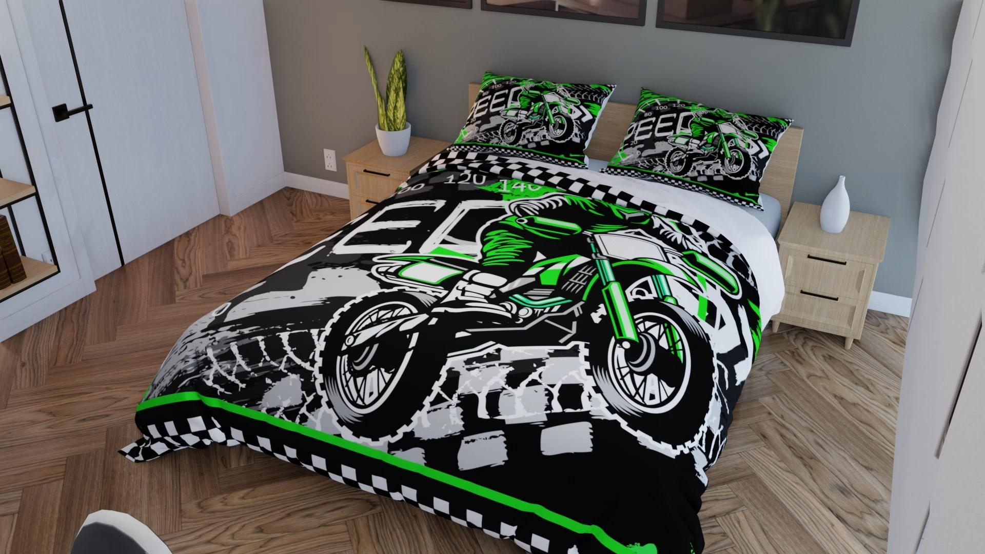 Motorbike Bedding Dirt Bike Duvet Cover Set Extreme Sports Bedding Set ...