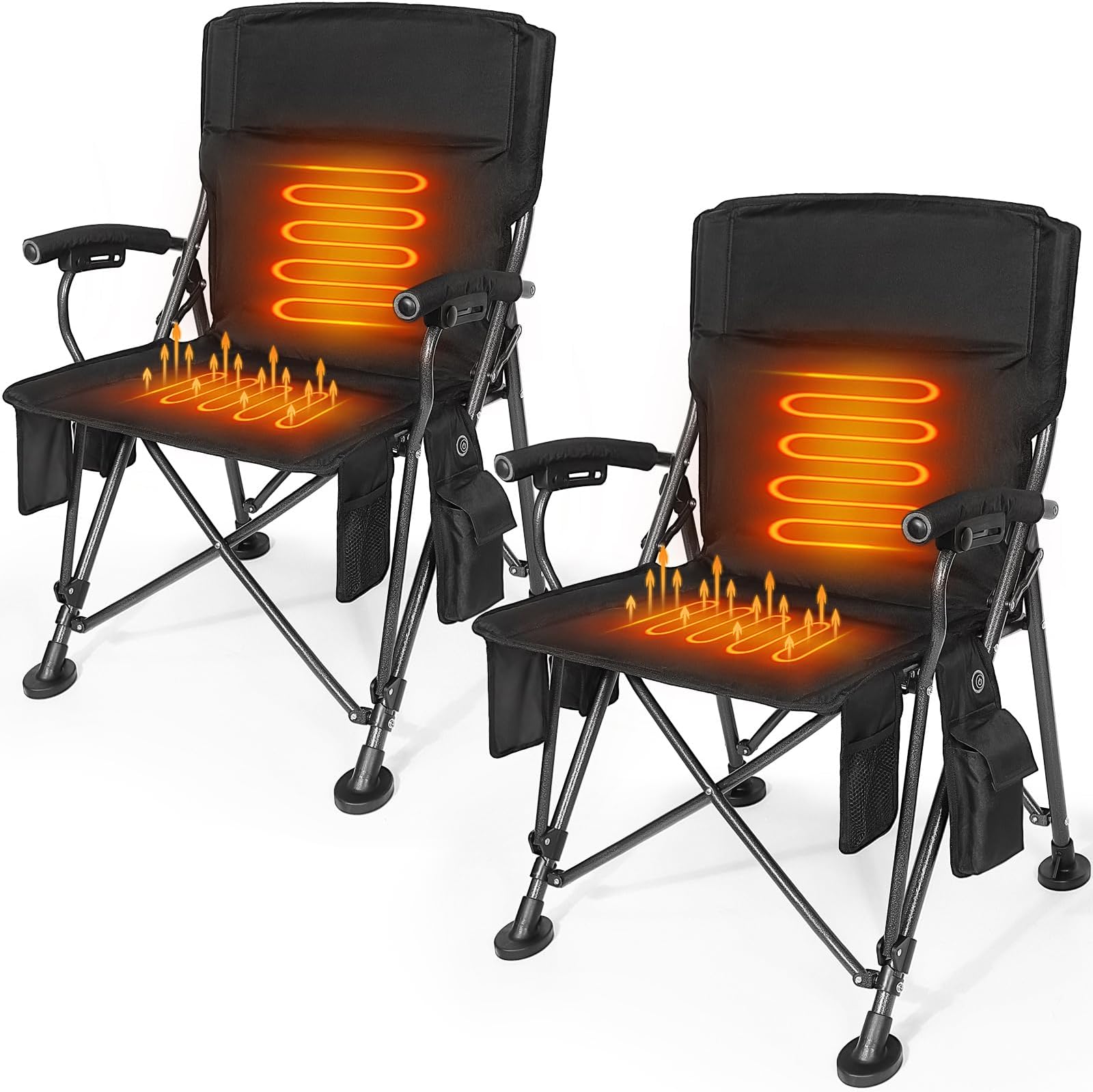 Amazon.com: Soaoo Heated Camping Chairs Folding USB Heated Chair ...