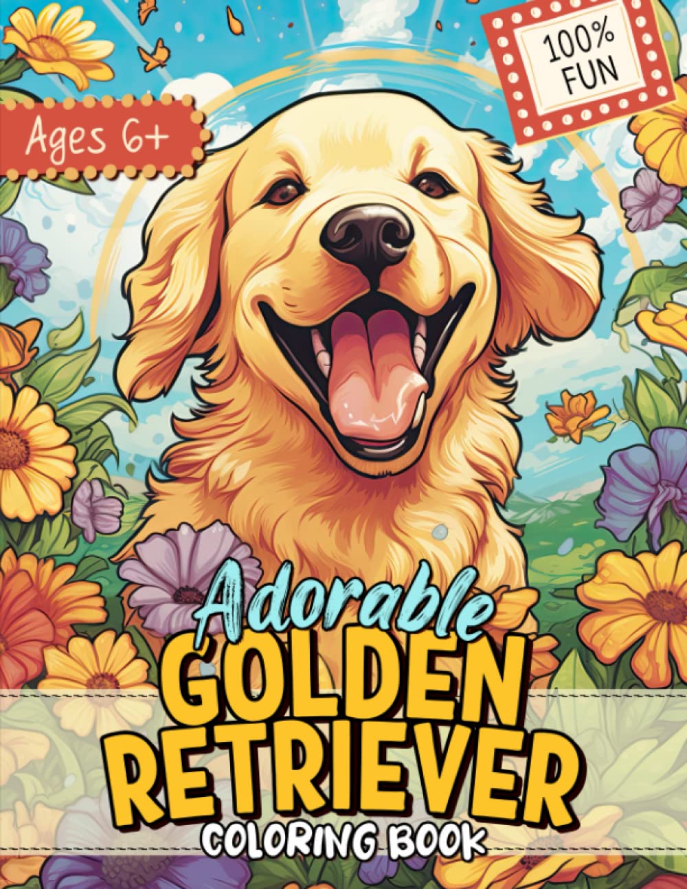Golden Retriever Coloring Book: Easy and Relaxing Dog Colouring Pages ...