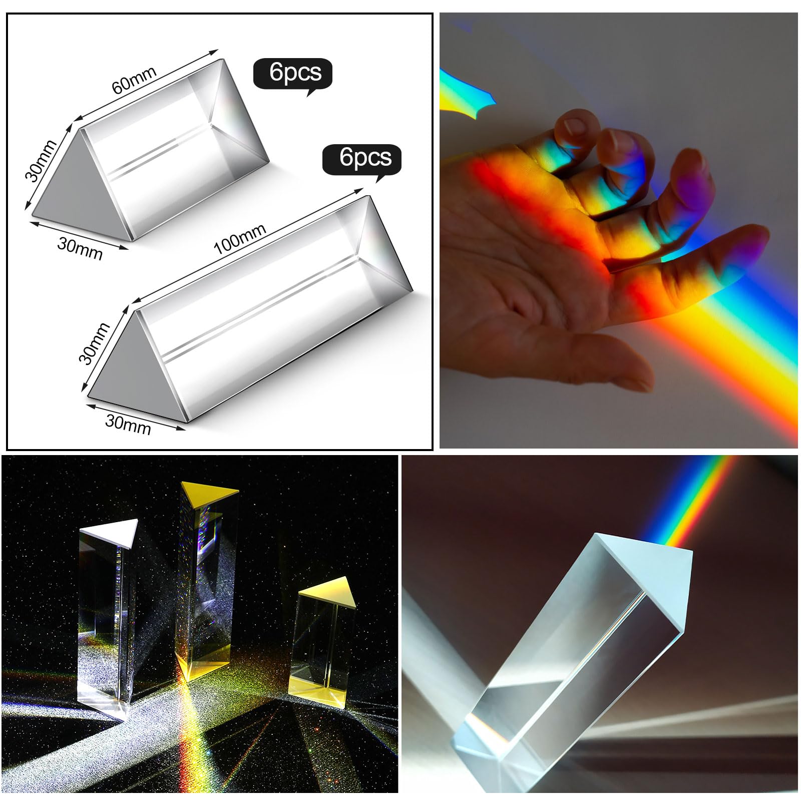 Snapklik.com : Kanayu 12 Pack Clear Triangular Prism Optical Glass ...