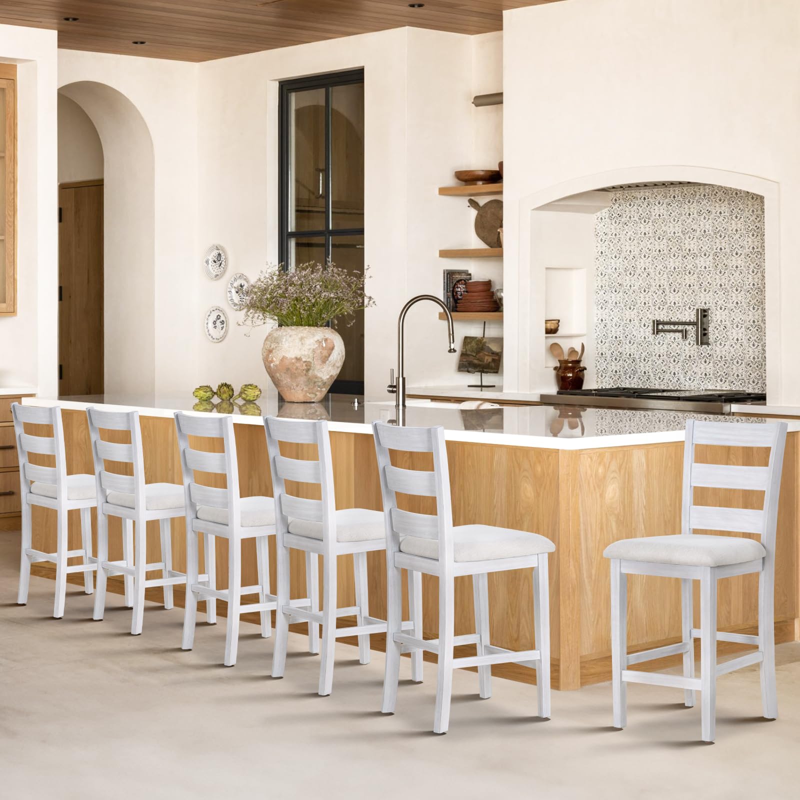 Snapklik.com : COLAMY Modern Counter Height Bar Stools, Wooden Bar ...