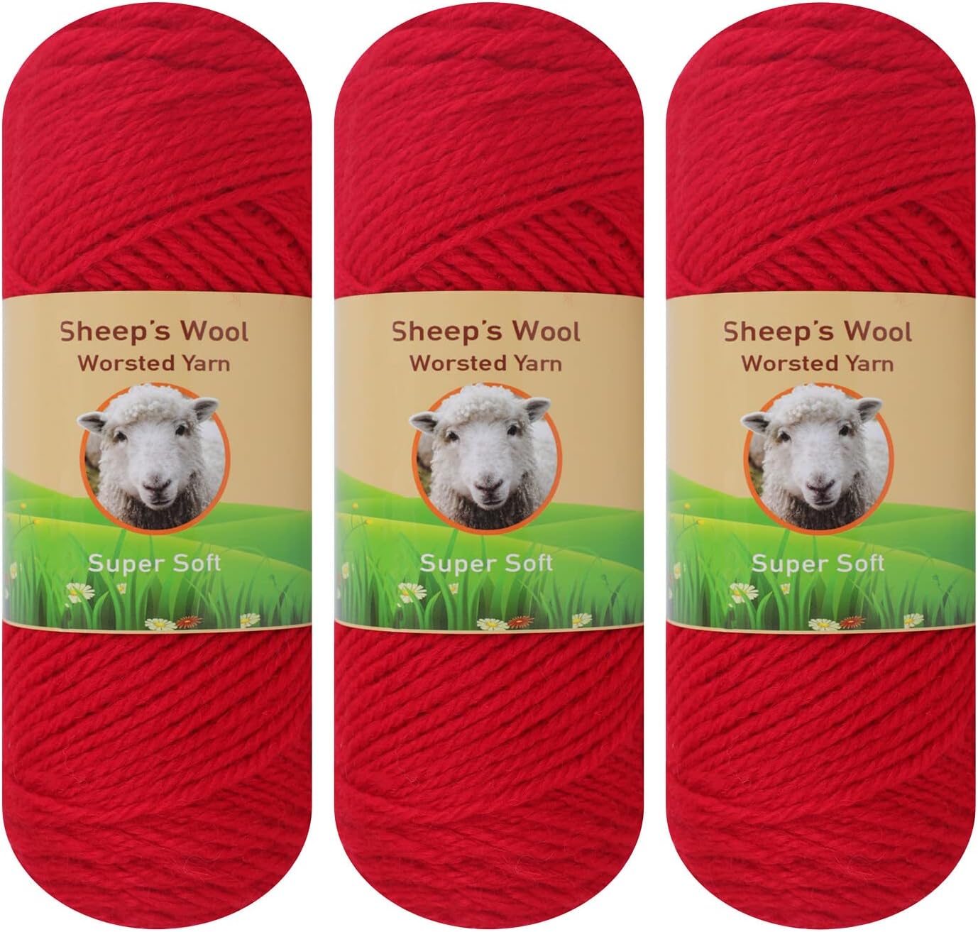Amazon.com: 3-Pack 50% Sheep Wool Worsted Yarn for Knitting and ...