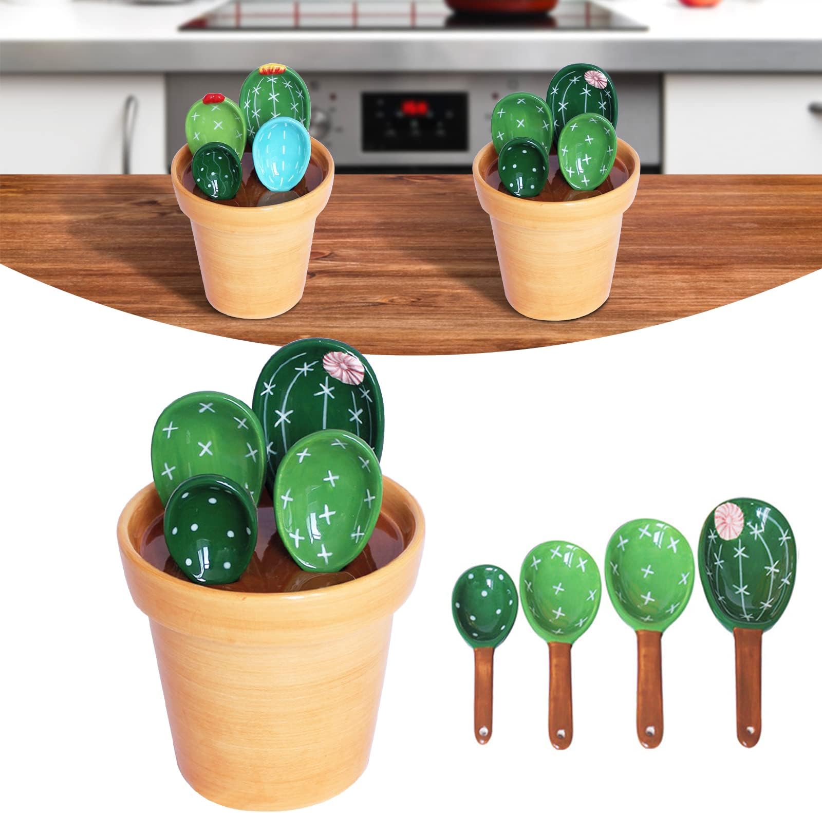 Amazon.com: Cactus Measuring Spoons Set in Pot, Measuring Spoons Set ...