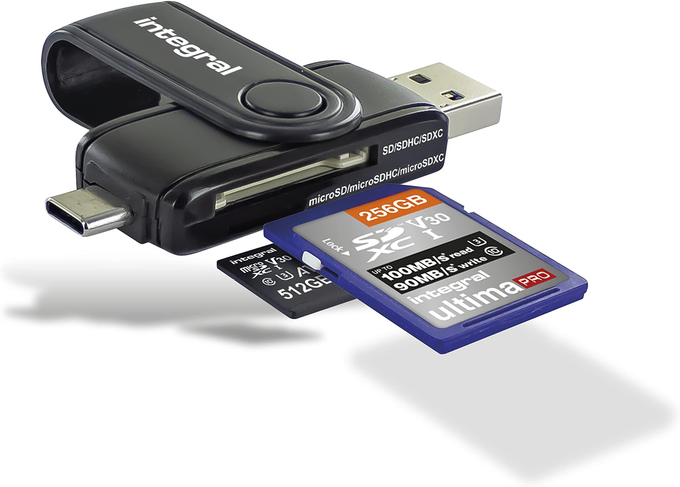 Integral Dual Interface USB3.0 & USB-C Type-C Micro SD Memory Card ...