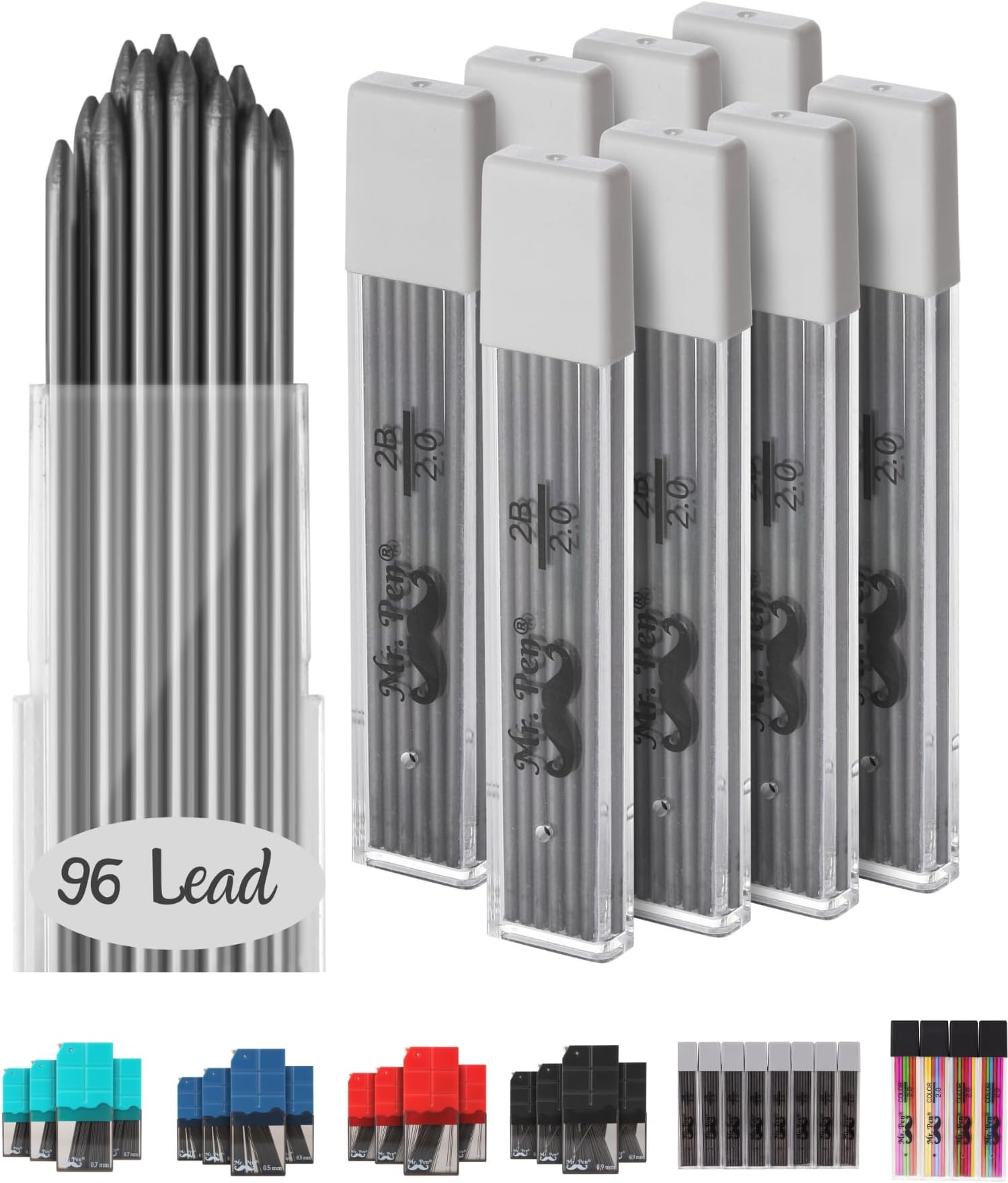 Amazon.com : Mr. Pen- Lead Refills, 96 Pack, 2mm, Extra Bold Thickness ...