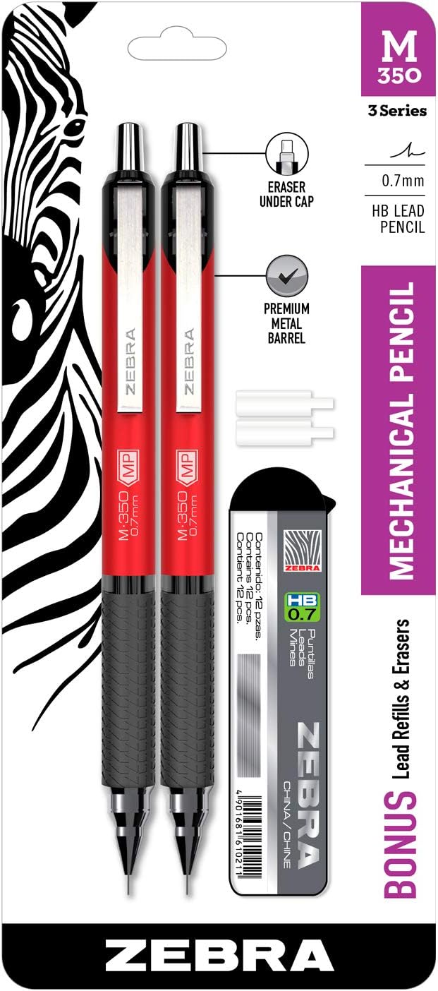 Zebra Pen M-350 Mechanical Pencil, 0.7mm Point Size, Crimson Red Barrel ...
