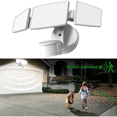 UME 19W LED Security Light Motion Sensor Outdoor, 2 Adjustable Head ...