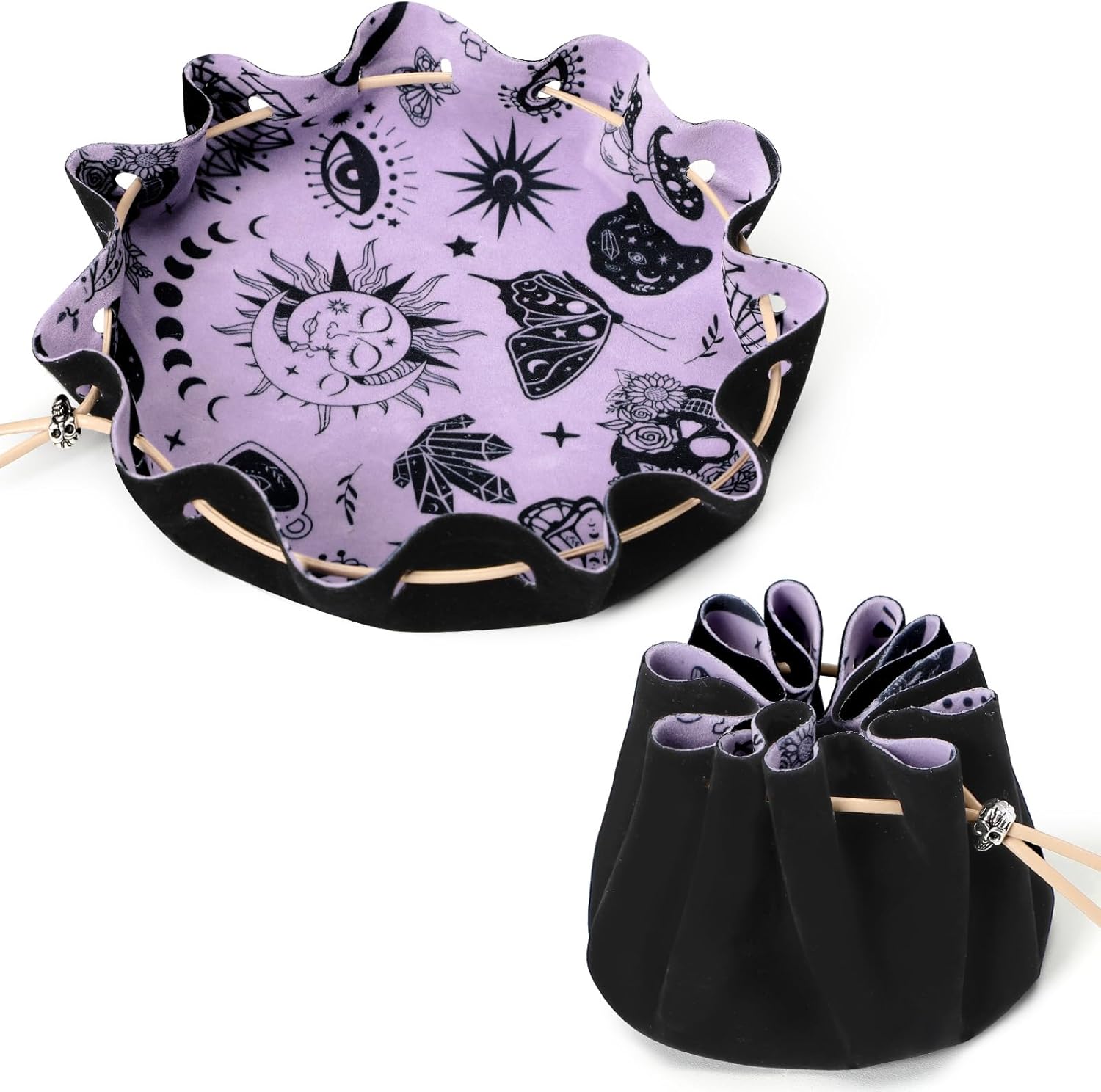 Amazon.com: CiyvoLyeen Rolling Black Drawstring Bag with Felt DND Dice ...