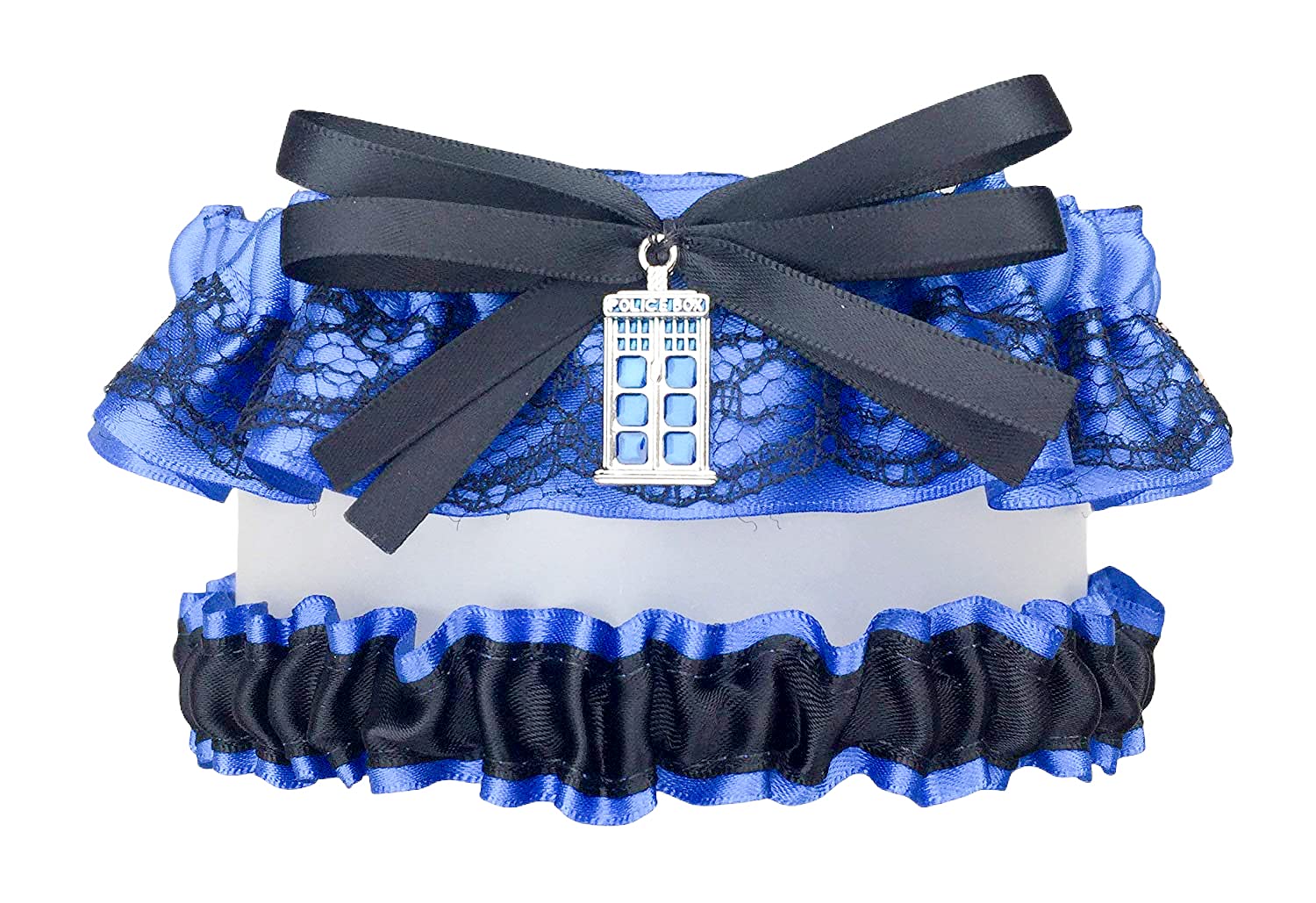 Amazon.com: Royal Blue Satin Black Lace Layered Bridal Wedding Garter ...