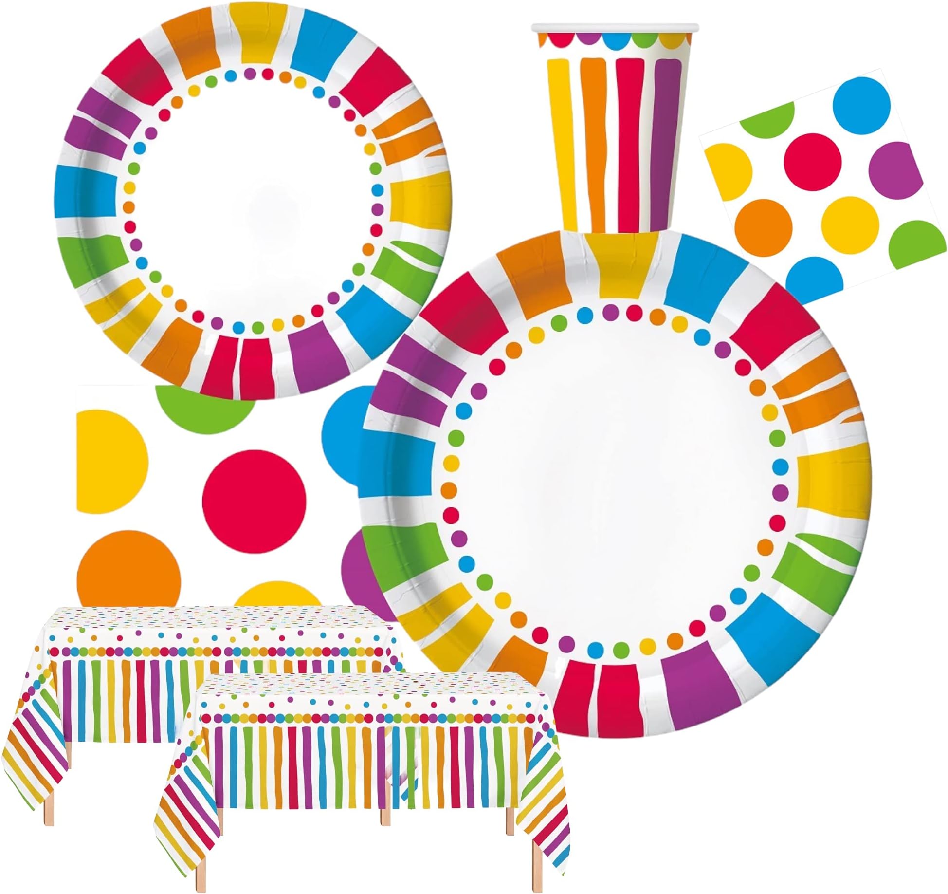 Amazon.com: Serves 30 Rainbow Party Pack 30 cups 9 oz 30 Dessert Plates ...