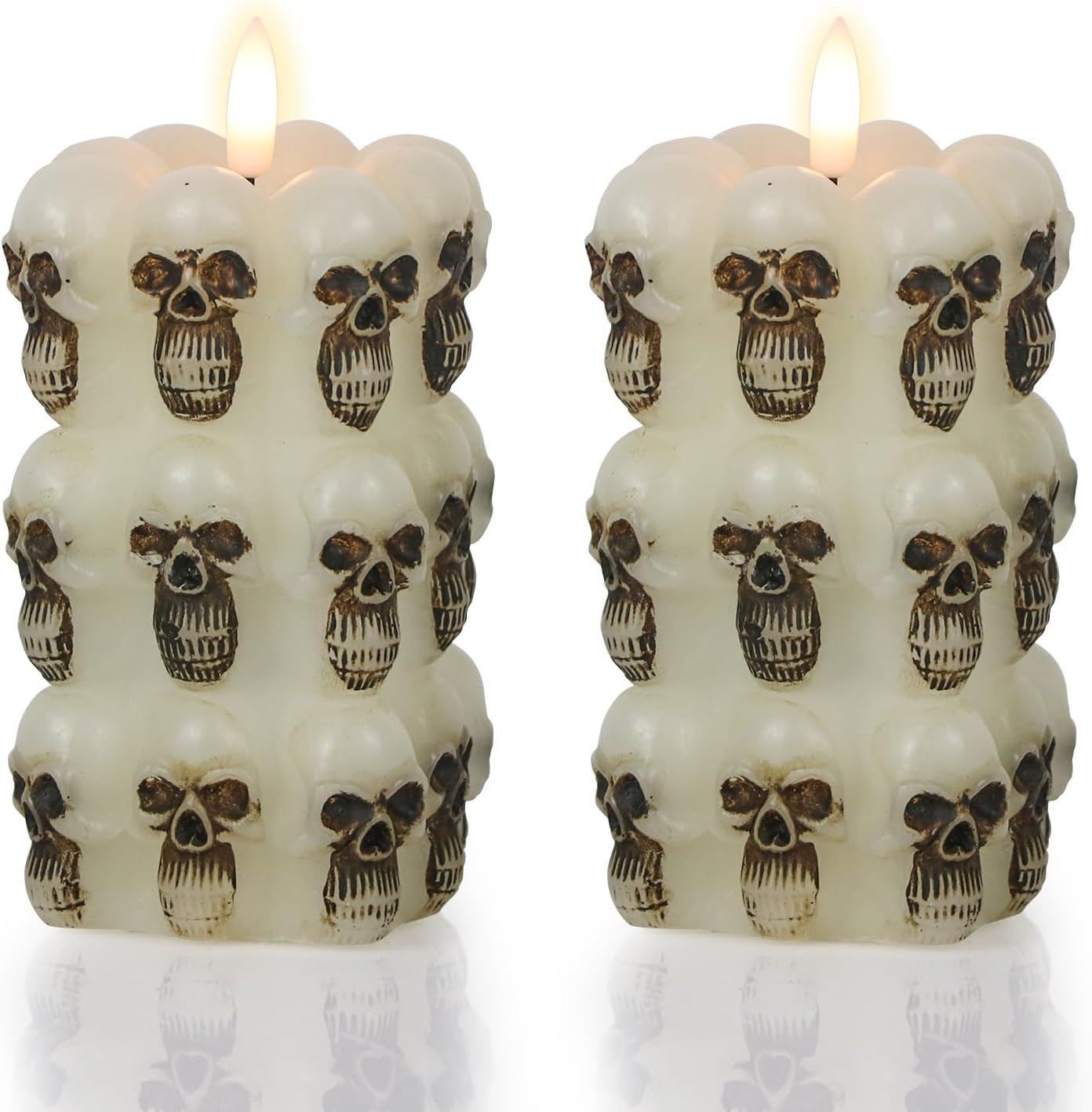 Amazon.com: Eldnacele Skull Halloween Decorations Flameless Candles ...