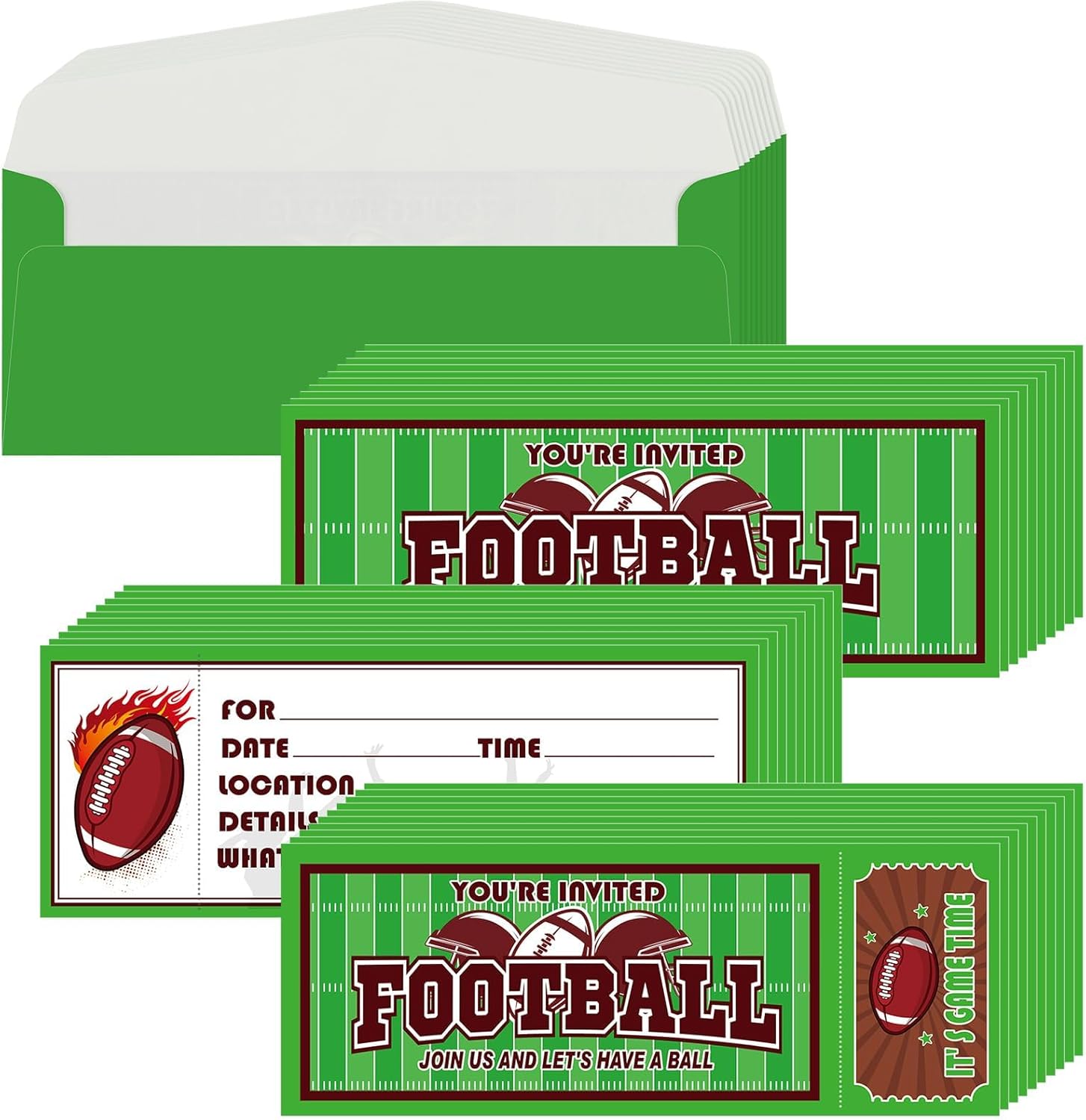 Amazon.com: Woanger 50 Pcs Football Party Invitations with Envelopes ...