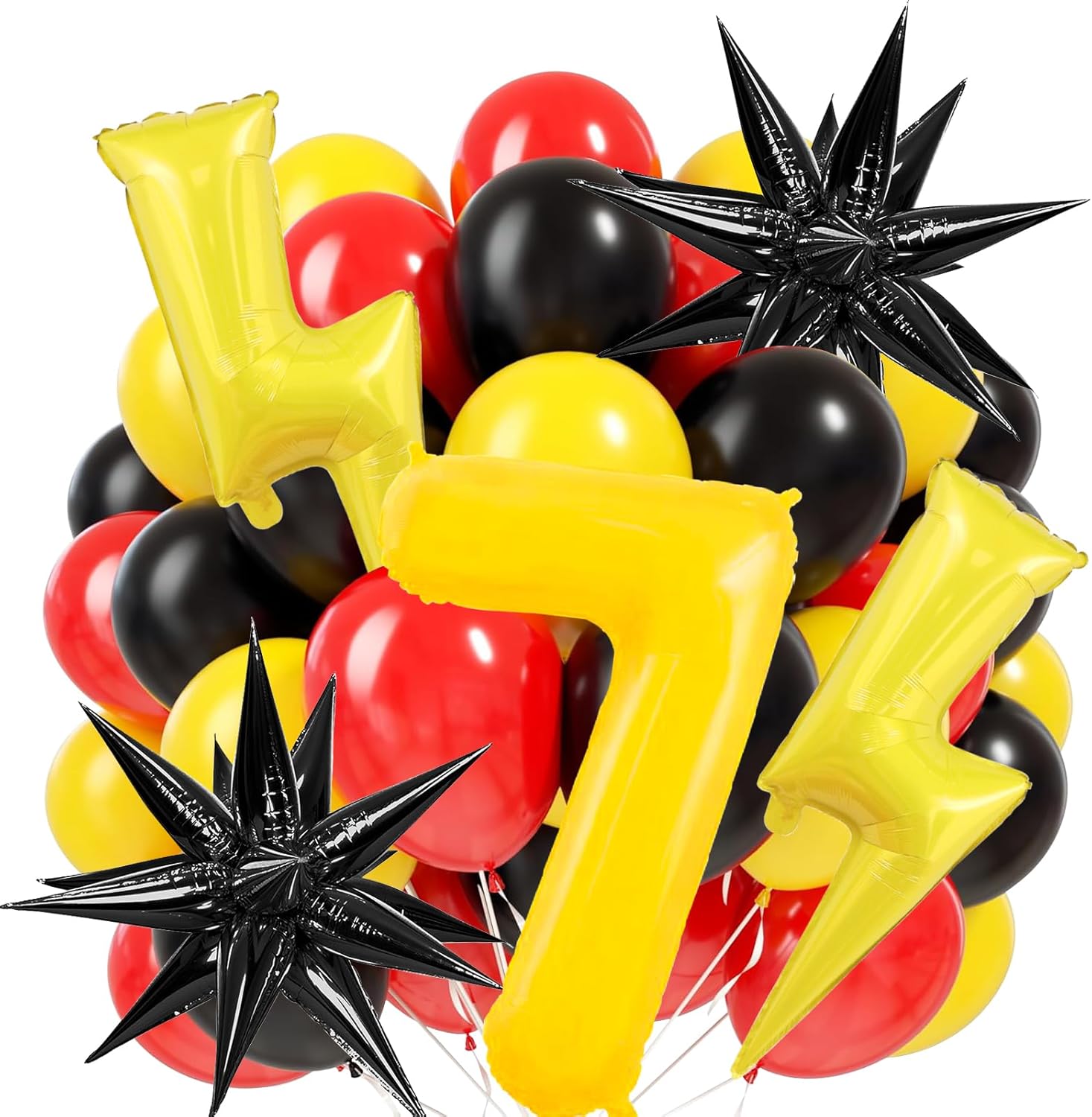 Amazon.com: Red Black Yellow Number 7 Balloon Kit for Kids Party, 7 ...