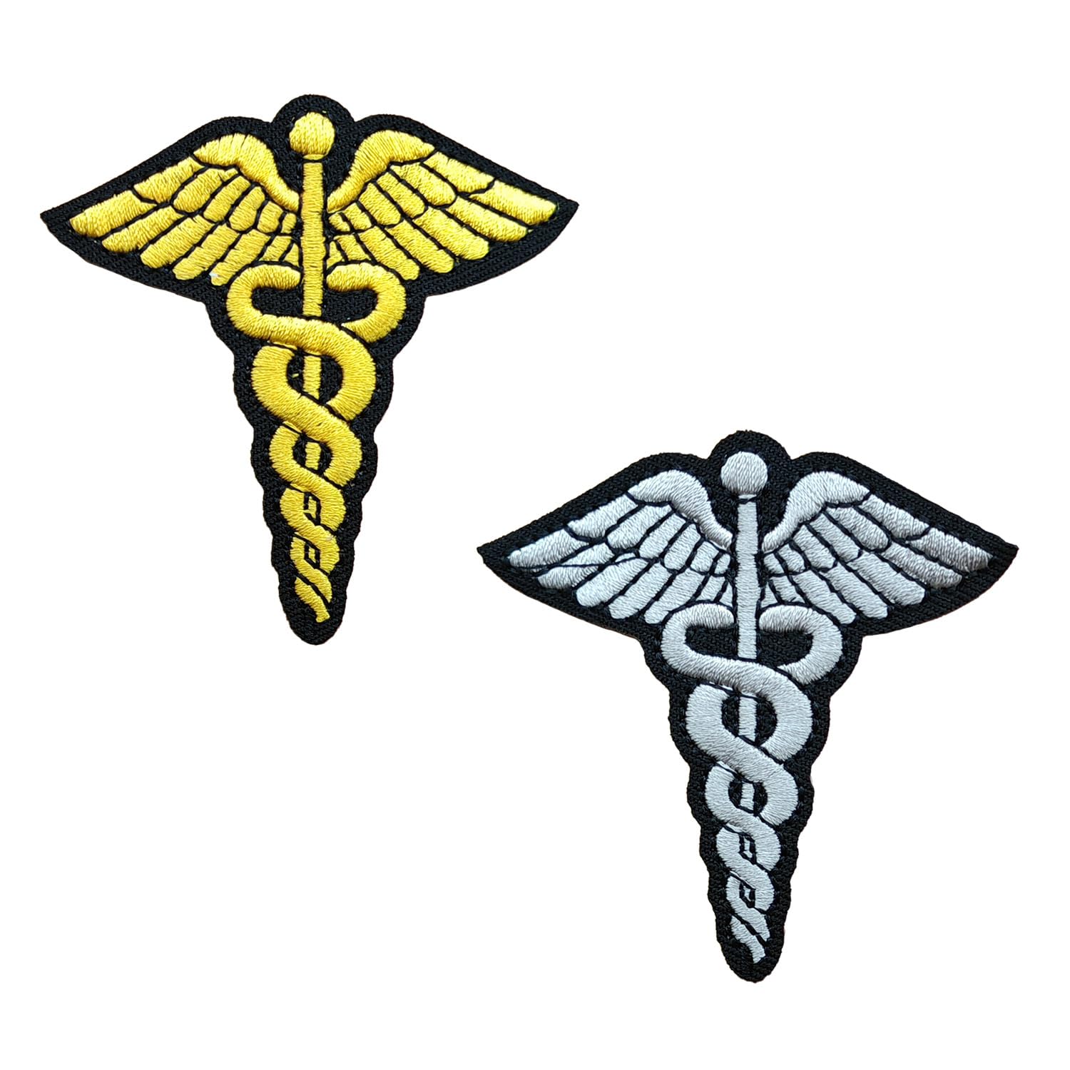 Amazon.com: 2 PCS Yellow Caduceus Medical Nursing Embroidered Iron On ...