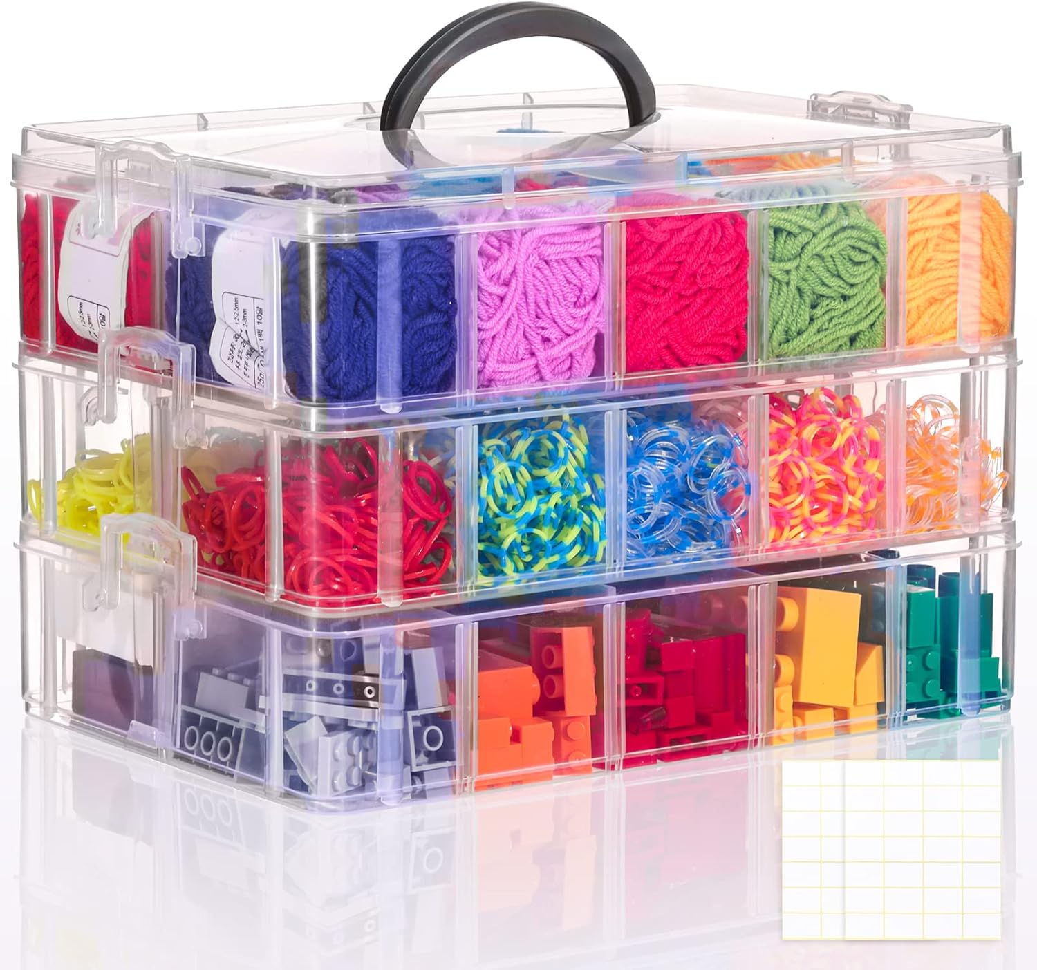 Amazon.com: Quefe 3-Tier Stackable Storage Container Box with 30 ...