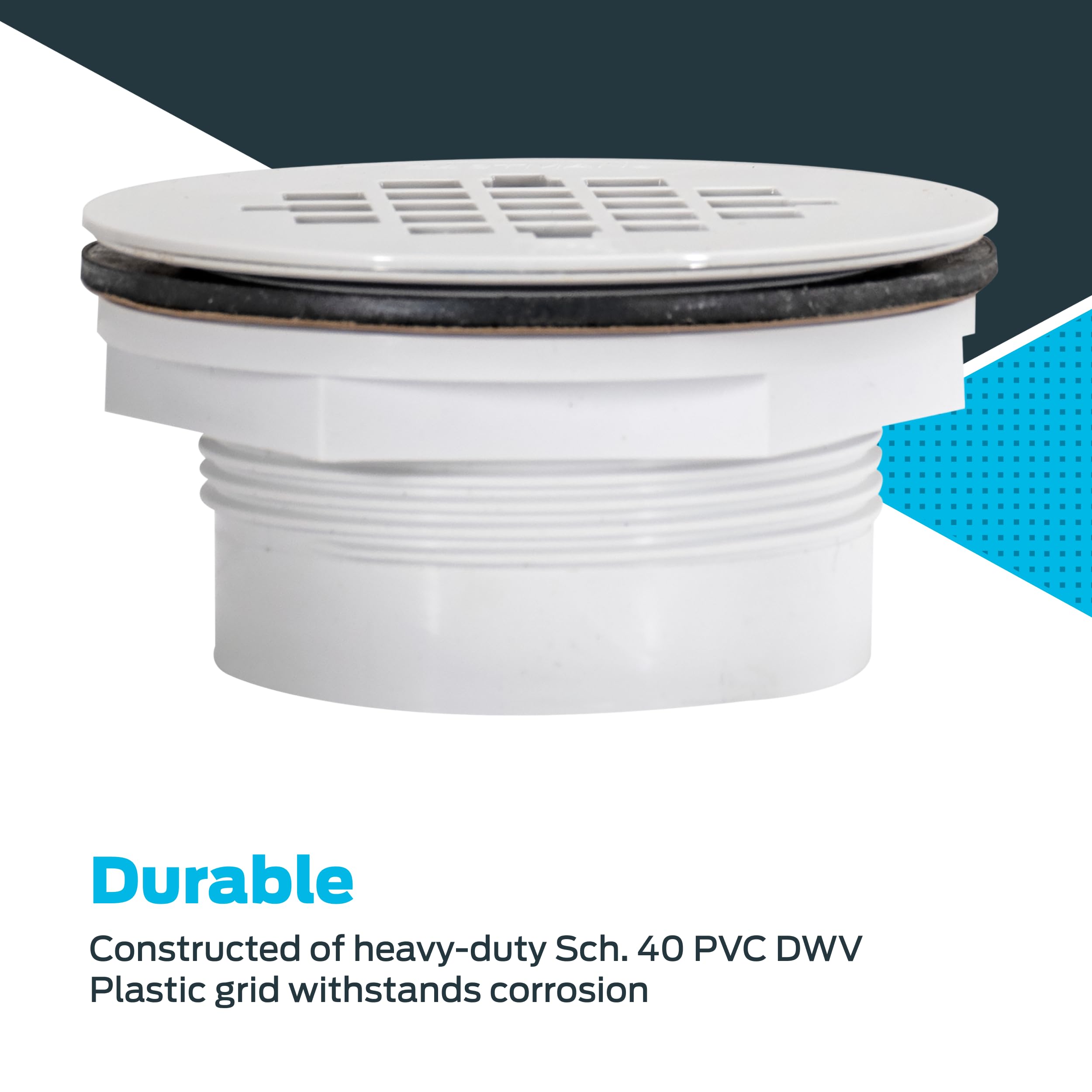 Snapklik.com : EZ-FLO 2 Inch Schedule 40 PVC DWV No-Caulk Shower Drain