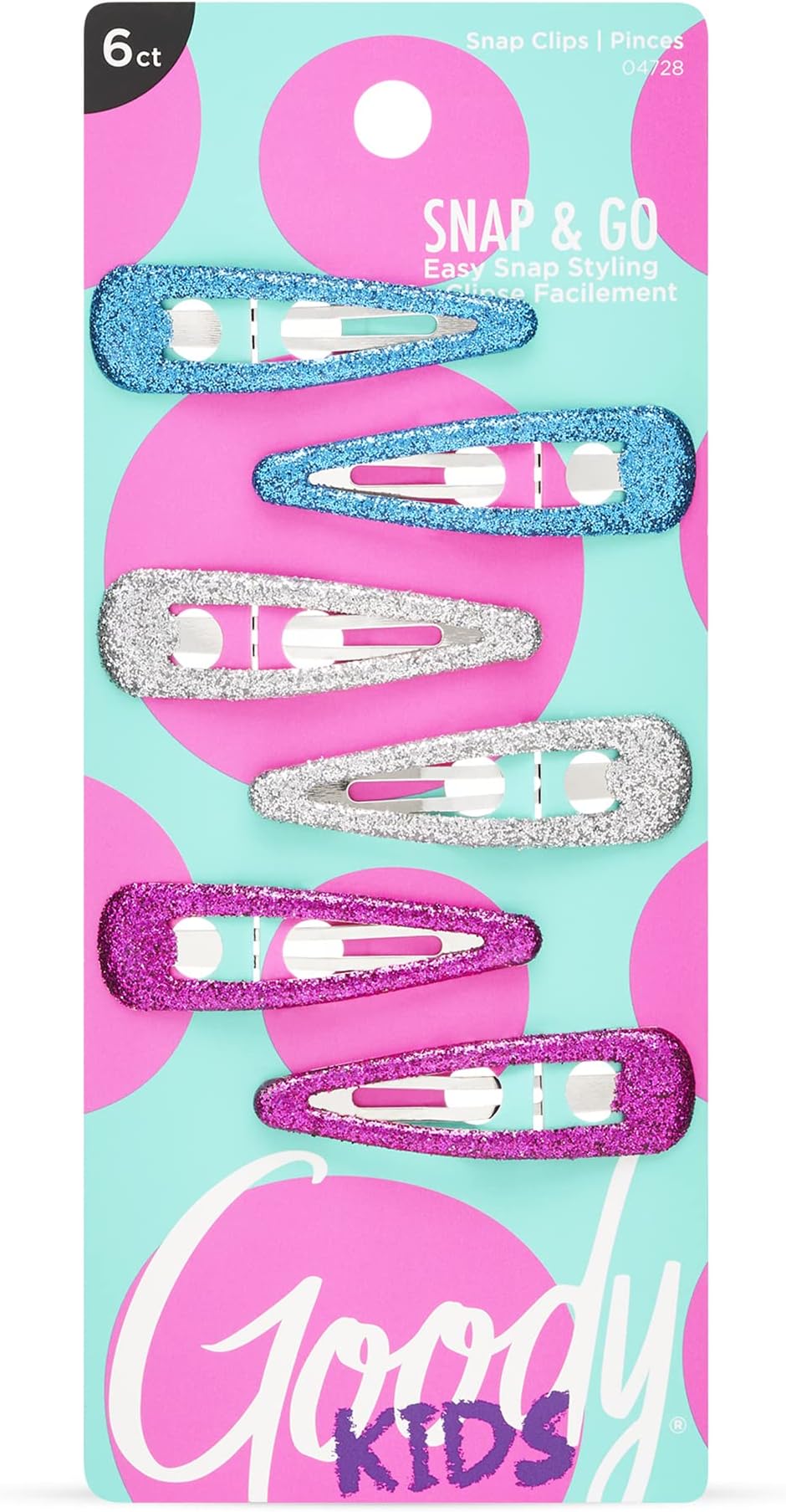 Amazon.com : Goody Kids Contour Snap Clips - 6 Count, Assorted Glitter ...