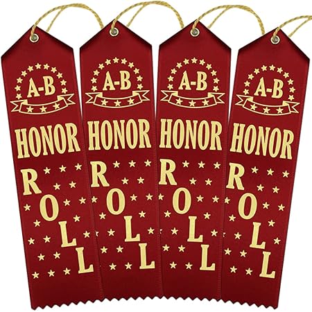 Amazon.com: RibbonsNow"A-B" Honor Roll Award Ribbons - 100 Red Ribbons ...