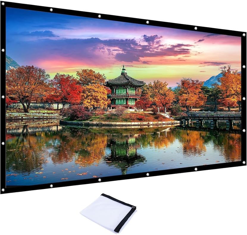 Vilro 100 inch Projector Screen,4K 4:3 Portable Eyelet Premium Video ...