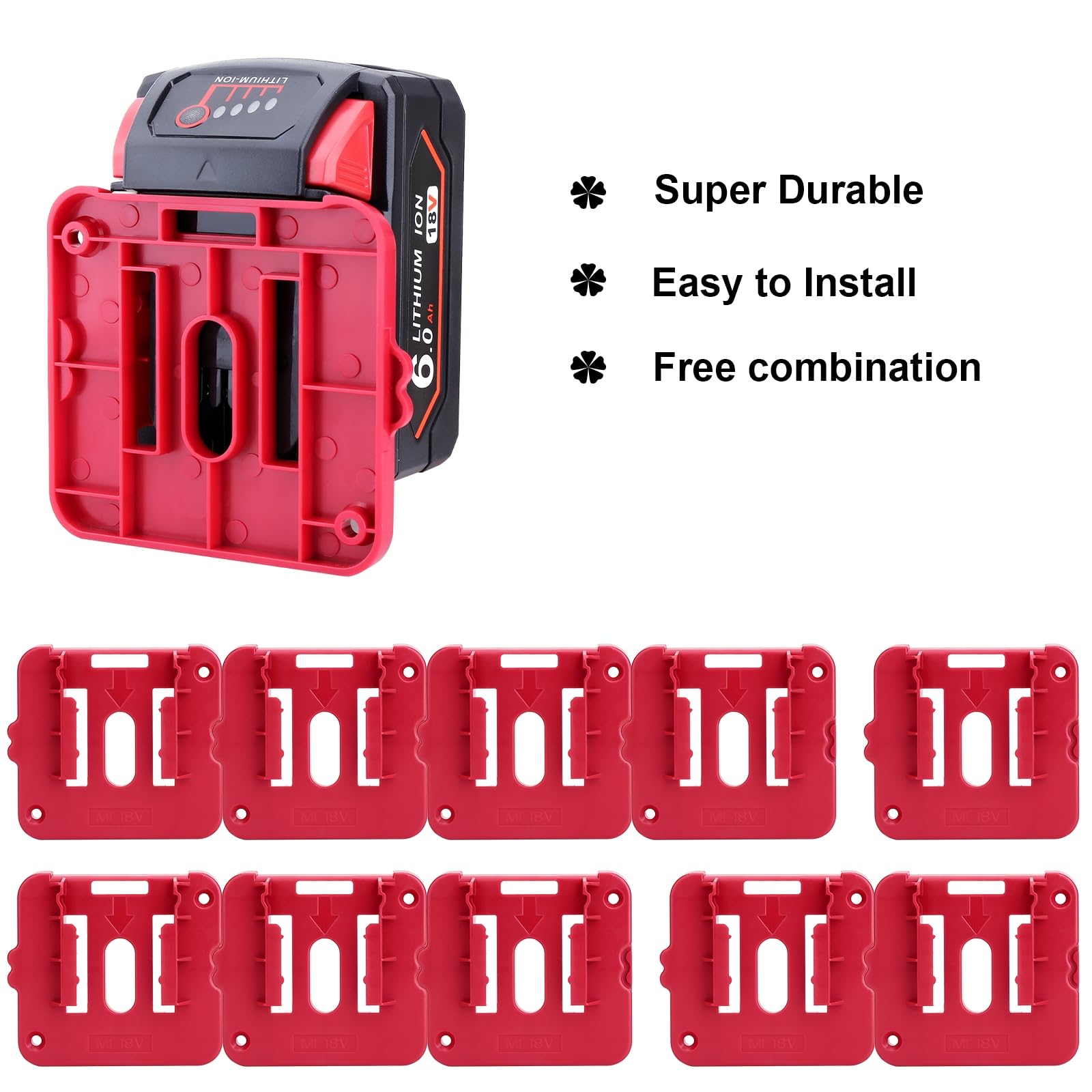 Snapklik.com : ELEFLY 10 Pack M18 Battery Mount Holder Compatible