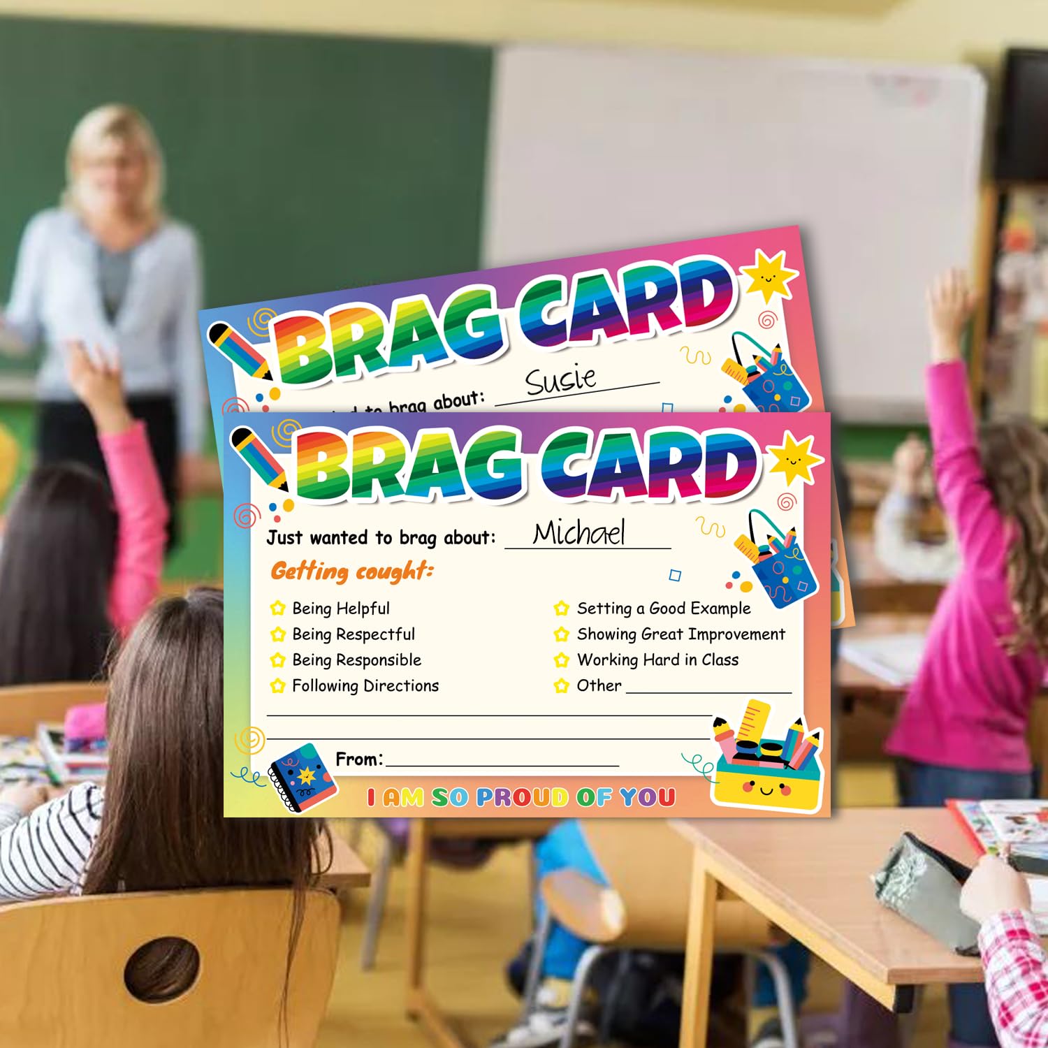50Pcs Brag Cards Teacher Mail Notes Postcards To Parents