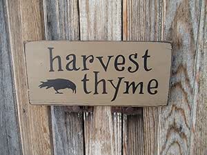 Amazon.com: Wooden Sign Primitive Fall Autumn Harvest Thyme with Crow ...