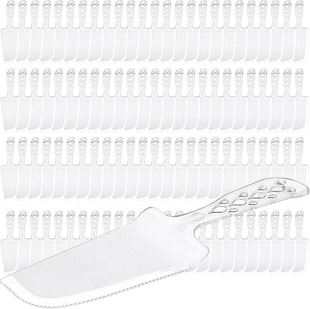Amazon.com | 100 PCS Disposable Plastic Cake Cutter and Server 8x2.3 In ...