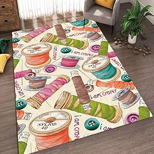 Amazon.com: Soyalie Abstract Sewing Tools Pattern Area Rug for Dining ...