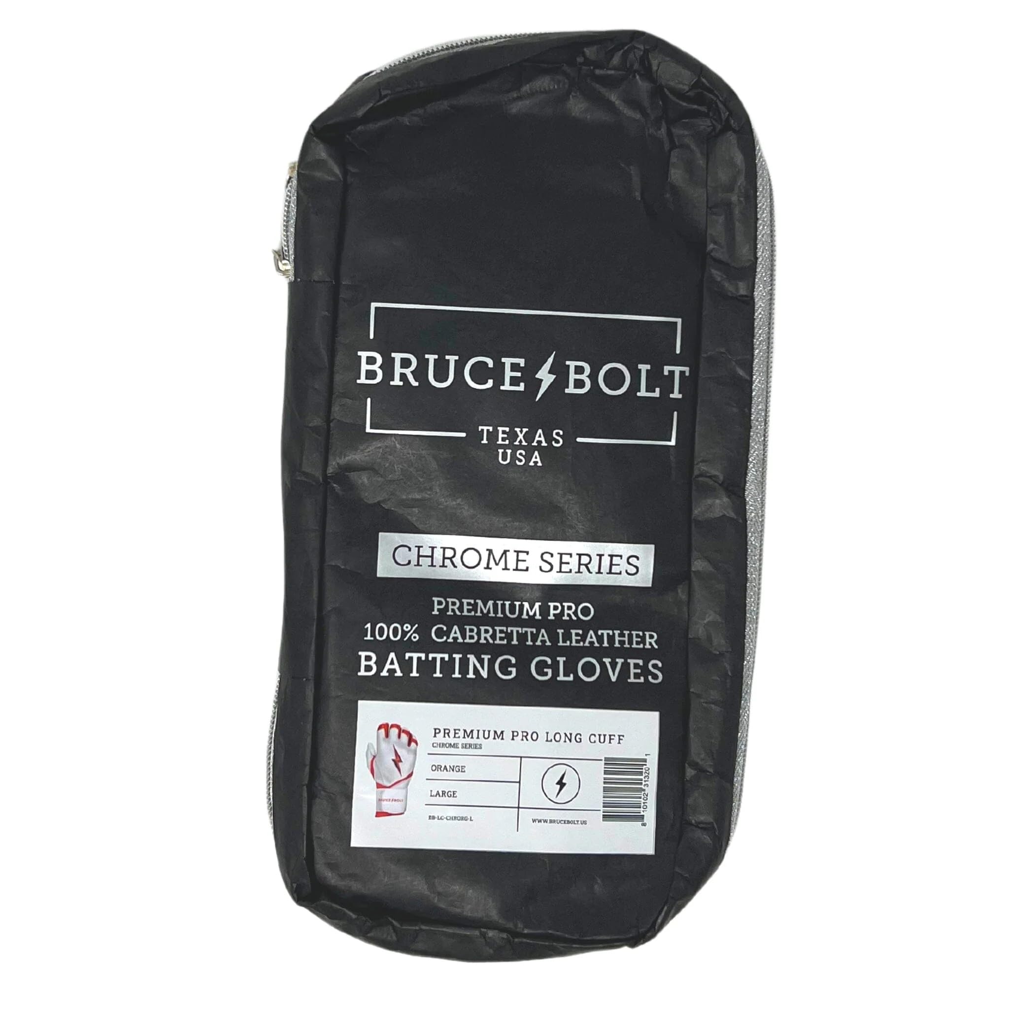 Snapklik.com : BRUCE BOLT Chrome Series Long Cuff Orange Batting Glove