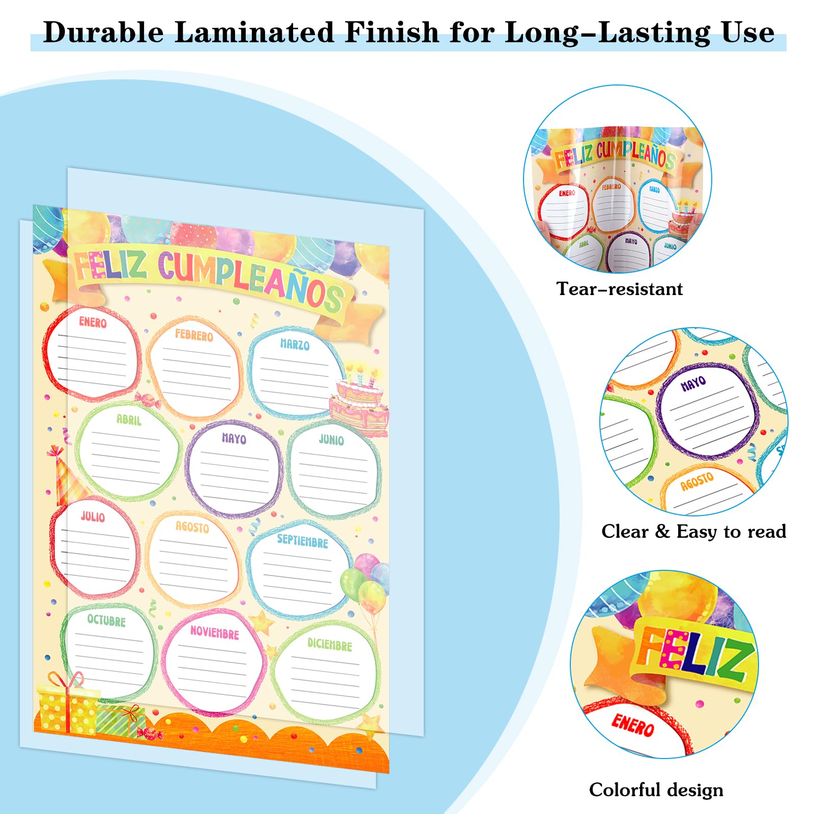 Birthday Calendar For Classroom Spanish Happy Birthday Chart Poster For ...