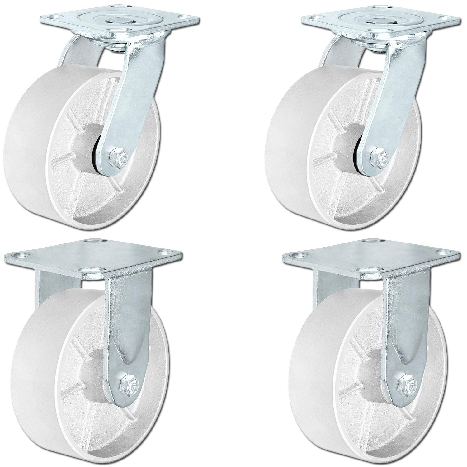 Amazon.com: CasterHQ - 6" x 2" Semi-Steel Wheel Casters | Set of 4 ...