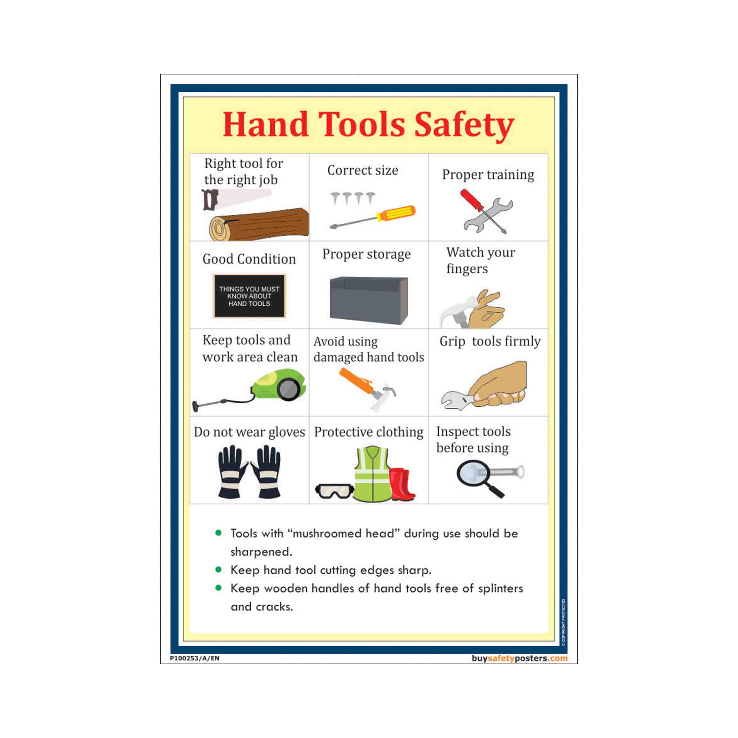 Buy buysafetys.com - Hand Tool Safety In English Eco Vinyl Sticker (2 ...