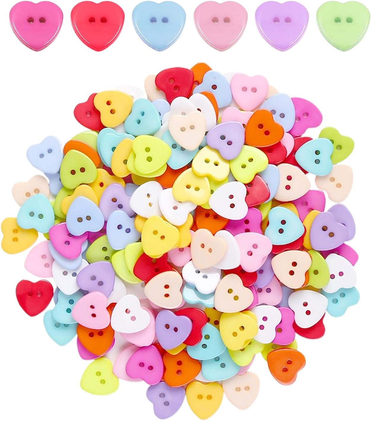 100PCS Love Buttons, Double Hole Sewing Buttons, Cardigan Baby Buttons ...